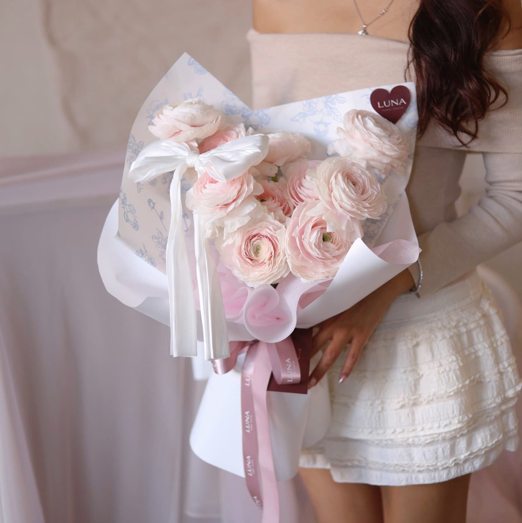 Chloe Bouquet - Dainty Pink Ranunculus | Flower Delivery KL