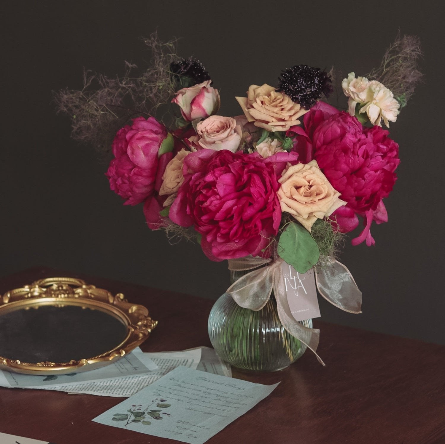 Francesca Vase - Fresh Peonies & Roses